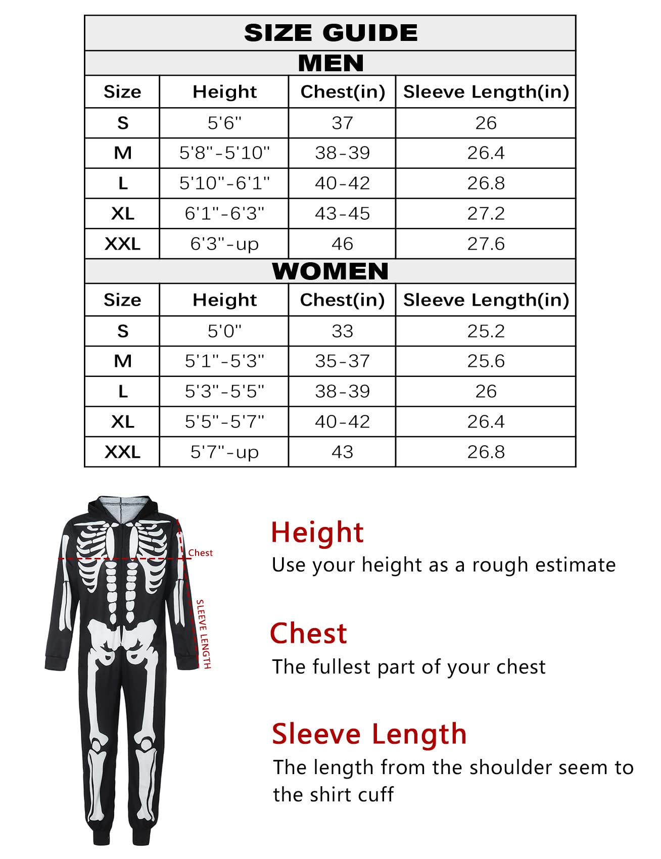 CYCLAMEN Skeleton Halloween Costume for Adults Couples Skeleton Onesie Jumpsuit Pajamas with Hood Family, for Women, S