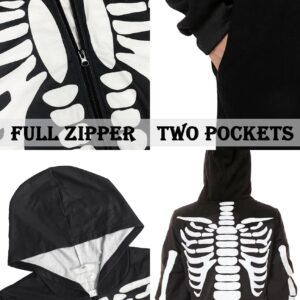 CYCLAMEN Skeleton Halloween Costume for Adults Couples Skeleton Onesie Jumpsuit Pajamas with Hood Family, for Women, S