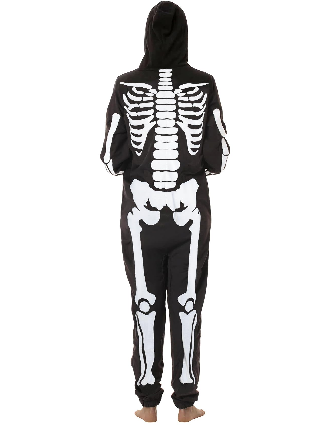 CYCLAMEN Skeleton Halloween Costume for Adults Couples Skeleton Onesie Jumpsuit Pajamas with Hood Family, for Women, S