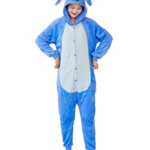 Unisex Adult Animal Onesie One-Piece Pajamas Cosplay Costume Halloween for Women and Men (US, Alpha, Medium, Regular, Regular, Blue)