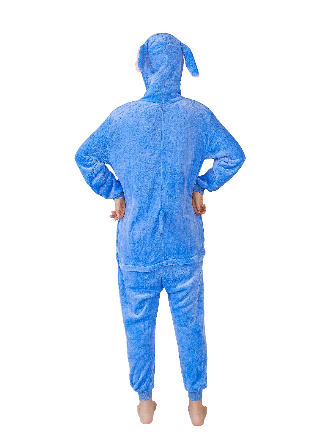 Unisex Adult Animal Onesie One-Piece Pajamas Cosplay Costume Halloween for Women and Men (US, Alpha, Medium, Regular, Regular, Blue)