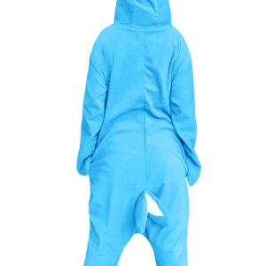 dressfan Animal Narwhal Onesie Pajamas Hooded Halloween Cosplay Costume Christmas Pajamas for Family Adult Women Blue