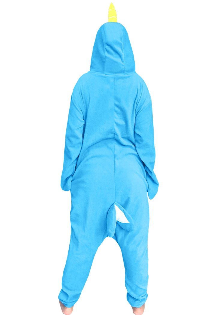 dressfan Animal Narwhal Onesie Pajamas Hooded Halloween Cosplay Costume Christmas Pajamas for Family Adult Women Blue