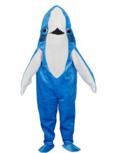 costume agent left shark perry live dancing mascot zip jumpsuit halloween cosplay (blue)