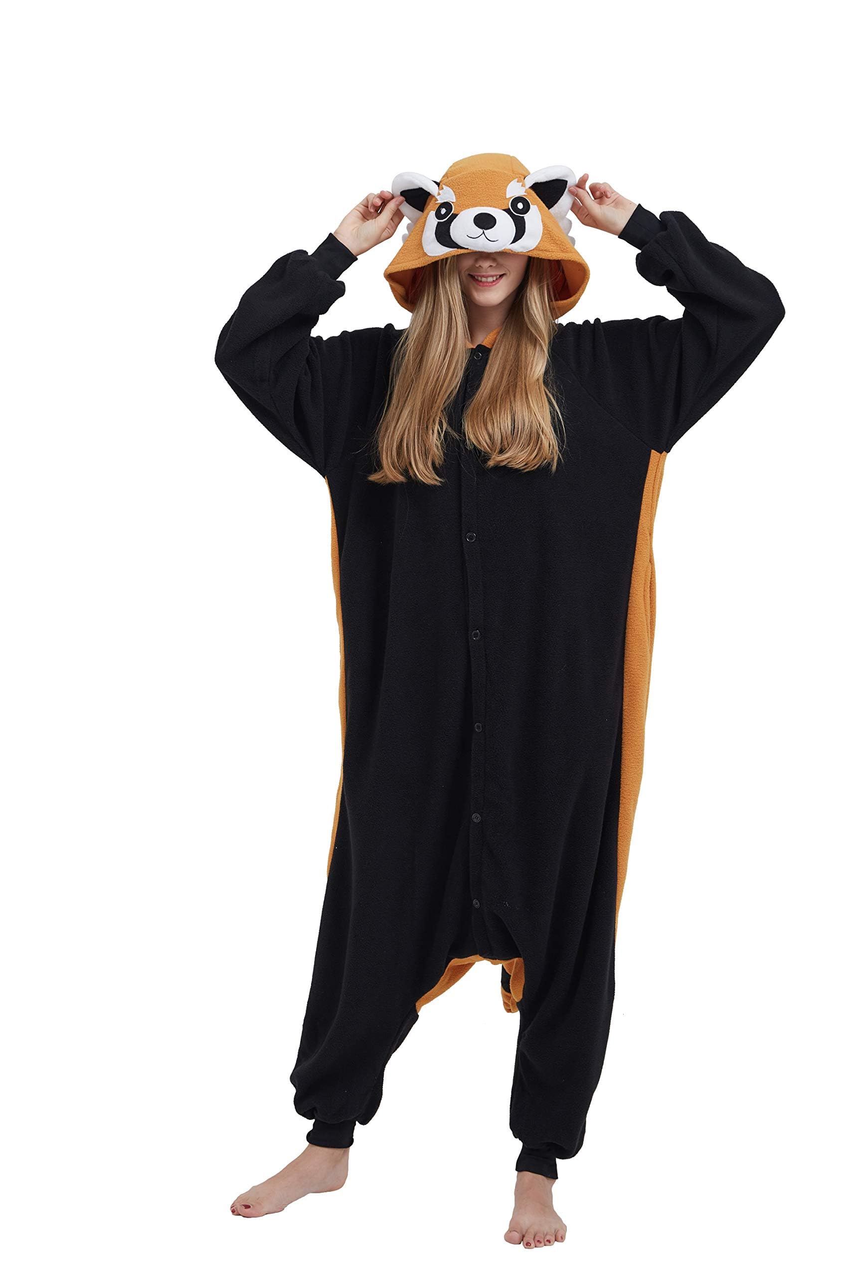 SimZoo Adult Animal Onesie Pajamas, Men and Women's Raccoon Cosplay Costume Sleepwear, One-Piece Unisex Homewear Medium