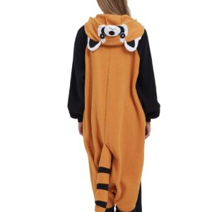 SimZoo Adult Animal Onesie Pajamas, Men and Women's Raccoon Cosplay Costume Sleepwear, One-Piece Unisex Homewear Medium