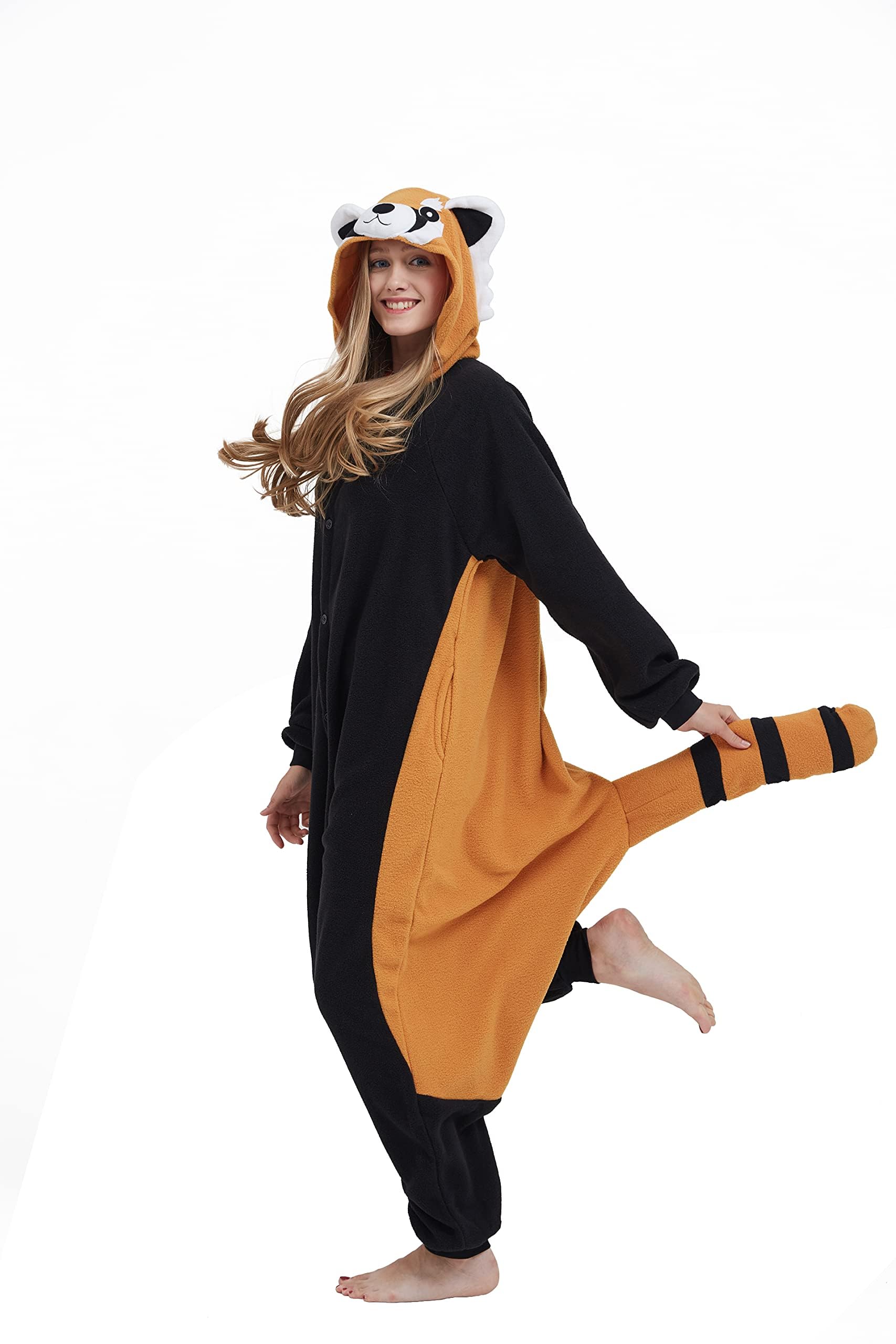 SimZoo Adult Animal Onesie Pajamas, Men and Women's Raccoon Cosplay Costume Sleepwear, One-Piece Unisex Homewear Medium