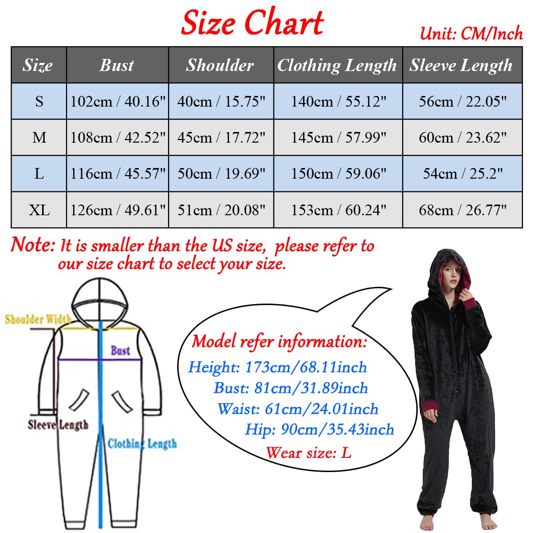 Unpifolov Men and Women Flannel Pajamas Four Magic College Styles Jumpsuit Adult Sportswear Hooded Homewear Red M