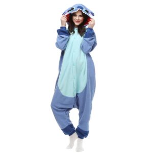 deagui adult costume onesie pajamas for women men-cartoon animal christmas halloween cosplay onesies blue s