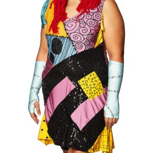 Disguise Tim Burtons The Nightmare Before Christmas Sally Glam Adult Costume,Yellow/Black/Purple,X-Large/18-20