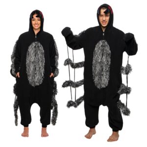 funziez! adult black widow spider costume -furry tarantula pj's (black, medium)