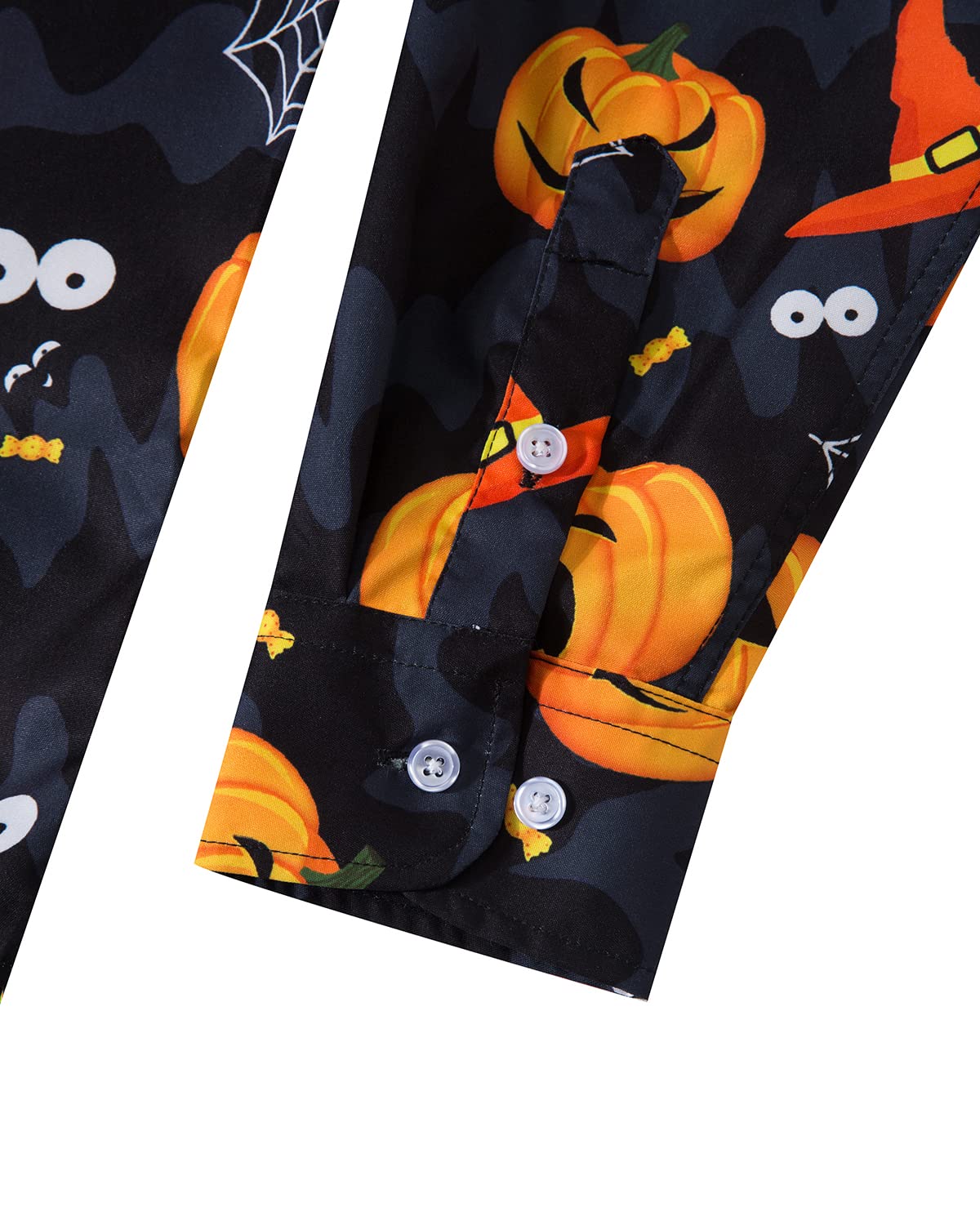 TUNEVUSE Mens Halloween Long Sleeve Shirt Scary Pumpkin Casual Button Up Shirt Funny Bat Costumes for Adult Black 3X-Large