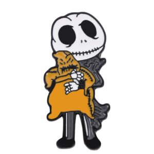 night before christmas series enamel pin - creative cute oogie boogie jack and sally brooches badges gifts for fans, cartoon pin for backpack bag hat collection (jack a)