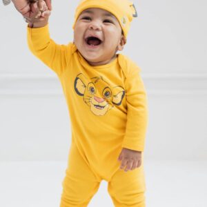 Disney Lion King Simba Newborn Baby Boys Snap Cosplay Coverall and Hat Set Lion King 0-3 Months