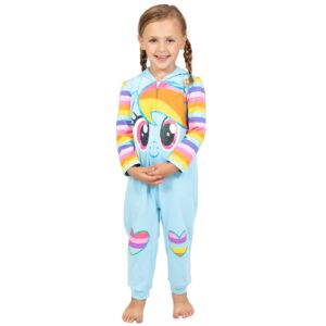 my little pony rainbow dash toddler girls fleece zip-up hooded costume coverall blue 3t