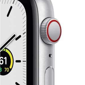 Apple Watch SE (GPS + Cellular, 44mm) - Silver Aluminum Case with White Sport Band (Renewed)