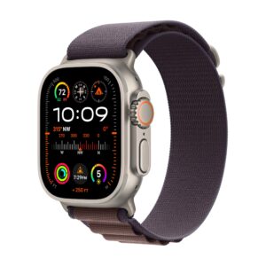 apple watch ultra 2 [gps + cellular 49mm] smartwatch with rugged titanium case & indigo alpine loop large. fitness tracker, precision gps, action button, extra-long battery life, carbon neutral