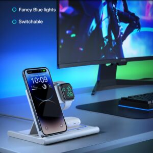 Wireless Charger, 3 in 1 Wireless Charging Station for Multiple Devices,Wireless Charging Stand for iPhone15 14 13 12 11 Series, AirPods Pro 3 2 & Apple Watch [UL-Listed] (White)