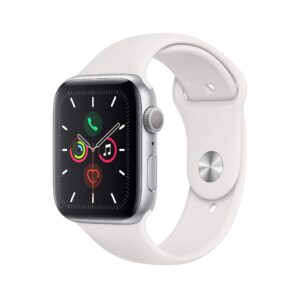 apple watch series 5 (gps, 40mm) - silver aluminum case with white sport band (renewed)