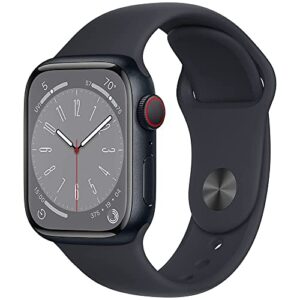 apple watch series 8 [gps, 41mm] - midnight aluminum case with midnight sport band, m/l (renewed)