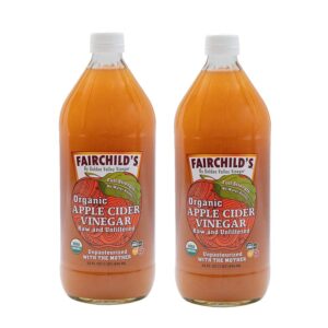 fairchild's organic raw & unfiltered apple cider vinegar, 32 fz - two pack