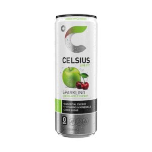 CELSIUS Sparkling Green Apple Cherry, Functional Essential Energy Drink, 12 Fl Oz (Pack of 12)