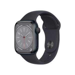 apple watch series 8 [gps 41mm] smart watch w/midnight aluminum case with midnight sport band - s/m. fitness tracker, blood oxygen & ecg apps, always-on retina display, water resistant