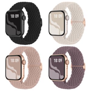 braided stretchy solo loop compatible for apple watch band 38mm 40mm 41mm 42mm 44mm 45mm 49mm for women men, nylon elastic straps wristbands for iwatch series 9 8 7 6 se 5 4 3 2 1 ultra ultra 2