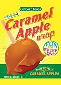 concord foods wrapples caramel apple wraps, easy caramel treats at home - includes wraps and sticks for delicious apples! 6.5 oz (pack of 3)