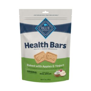 blue buffalo health bars natural crunchy dog treats biscuits, apple & yogurt 16-oz bag