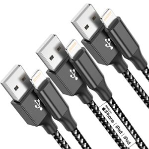 iphone charger [apple mfi certified] 3pack 10ft long lightning cable fast charging high speed data sync usb cable compatible iphone 14/13/12/11 pro max/xs max/xr/xs/x/8/7 plus and more(black white)