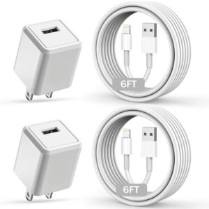 iphone charger,long 6ft iphone charger 2pack iphone cord 6feet usb to lightning cable quick fast charging data sync cord usb wall charger block adapter for iphone 14/13/12/11/xs/xr/x/8/7/5/se2022/ipad