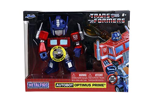 Jada Toys "Transformers G1 Optimus Prime Light-Up 4"" Die-cast Metal Collectible Figure, Toys for Kids and Adults