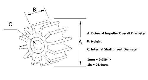 Boat Motor 47-862232A 2 47-862232A2 47-862232A-2 47-8M0104229 18-3016 Water Pump Impeller for Mercury Mercruiser 4.3L 5.0L 5.7L 6.2L 8.1L Sterndrive Outboard Engine, fit Mallory 9-45310