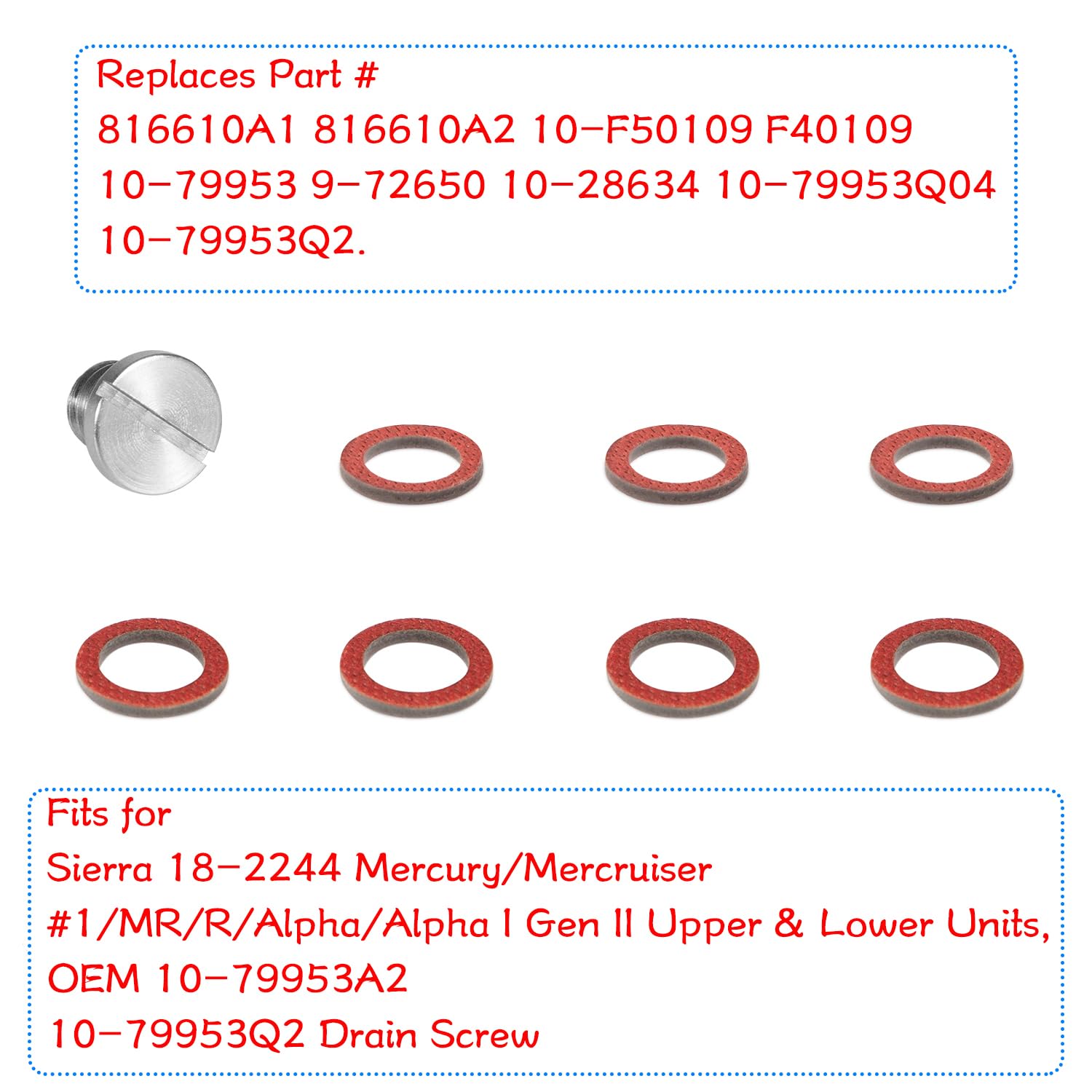 Lower Unit Gear Oil Pump and 18-2244 Drain Plug Screw & Gasket Kit Fits for Mercury/Mercruiser #1/MR/R/Alpha/Alpha I Gen II