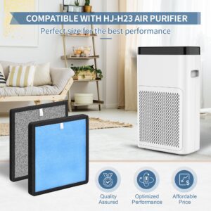 HJ-H23 Replacement Filter Compatible with Hejiko Air Puri-Fier Replacement Filters HJ-H23, H23 Replacement Filter H13 True HEPA with Adsorption Filter, Carbon with Cold Catalyst Filter, 2-Set