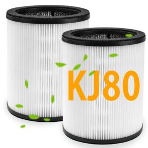 bbt bamboost kj80 replacement filter compatible with druiap kj80 air purifier, 3-in-1 true hepa and high-efficiency activated carbon filter, compare to part #af3080, 2 pack