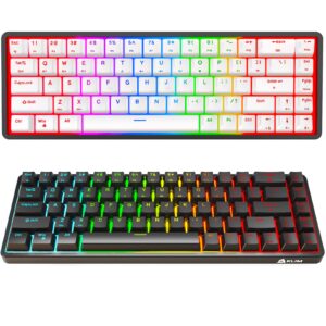 klim shift wireless mechanical keyboard - 2024 version - hotswap tkl rgb w/extra 68 keycap set - backlit mini gaming keyboard - 2.4 ghz wireless & bluetooth keyboard - 60 percent keyboard - pc gamer