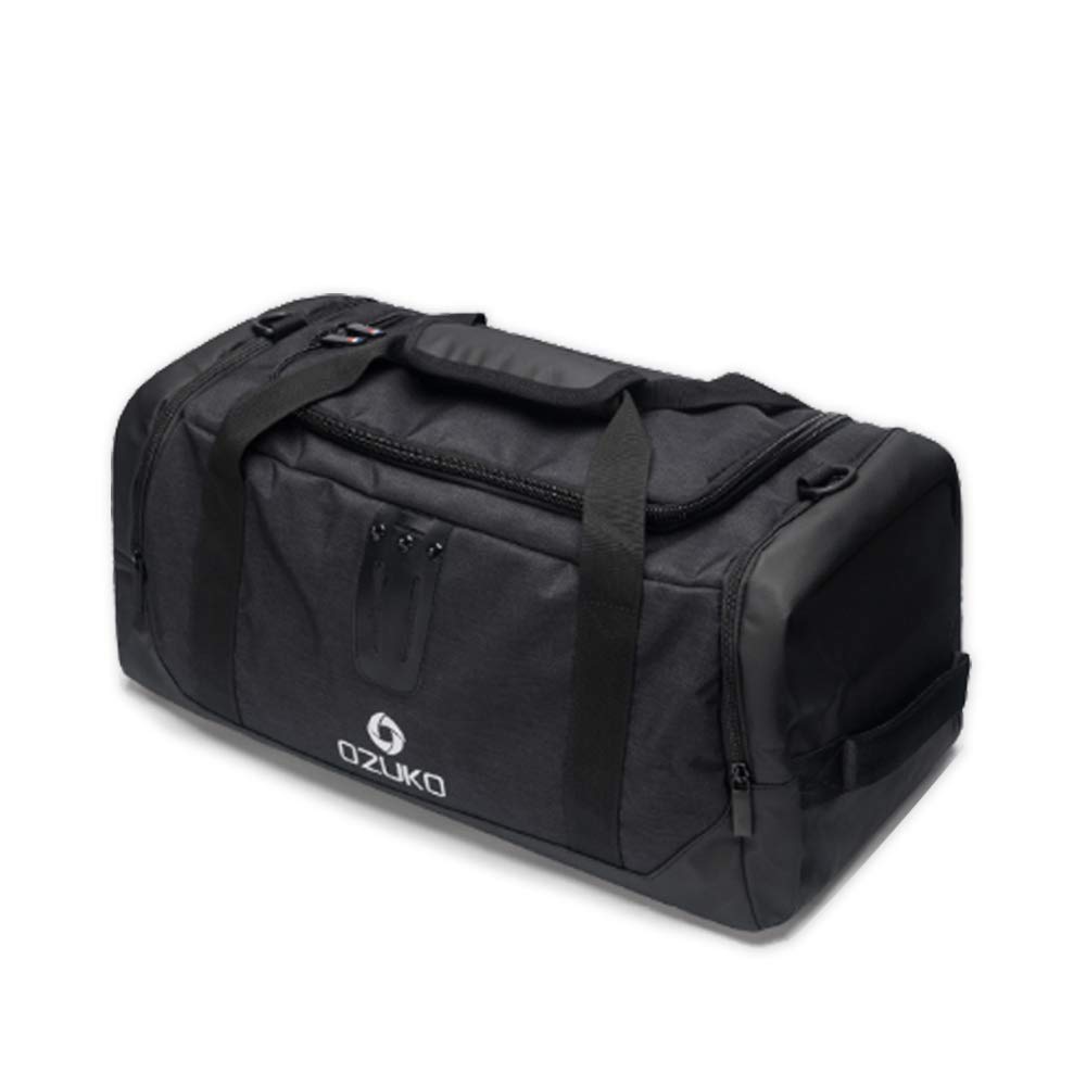 OZUKO Travel Duffel Backpack,Waterproof Sports Gym Bag with Shoe Compartment (Black)