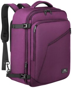 matein travel backpack for women, expandable flight approved carry on water resistant lightweight suitcase, large business weekender personal item backpack, gift for traveler, purple