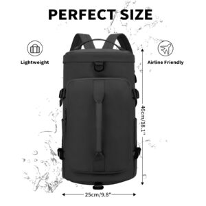 Travel Duffel Bag Backpack, Doksmeria Gym Bag Backpack with Shoe Compartment, Gym Bag Backpack with Wet Pockets