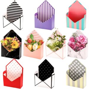 elsjoy set of 10 florist bouquet envelope boxes, 10 styles flower bouquet packaging gift paper boxes for wedding, party, birthday, mother's day