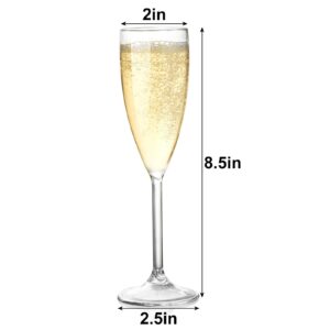 Elsjoy 12 Pack Plastic Champagne Flute, 6 oz Unbreakable Champagne Glasses Stemmed Champagne Coupes, Reusable Shaterproof Champagne Toasting Cups for Event, Wedding, Party