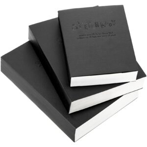 elsjoy set of 3 sketchbook & drawing notebook, a5/a4/b5 blank sketch book travel journal notebook with thick paper for drawing & sketching, black, 128 sheets/256 pages