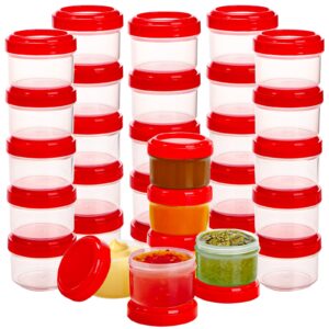 elsjoy 30 pack condiment container with lid, 1.18 oz salad dressing container cup to-go small food storage container, reusable leak proof mini sauce cup container for lunch, picnic, fridge