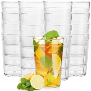 elsjoy 18 pack acrylic tumblers, 9 oz clear plastic drinking cups unbreakable frosted cups, reusable acrylic beverage glasses for home, picnic, party