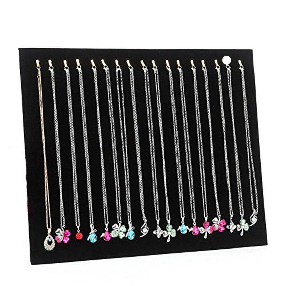 Serdokntbig Black Velvet 17 Hook Necklace Jewelry Tray Display Organizer (17 Hook Necklace Display)