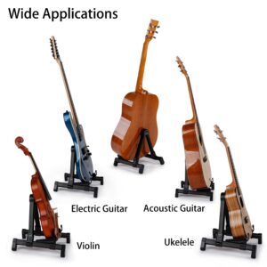 Elsjoy 2 Pack Foldable Guitar Stand, Folding Guitar Holder Floor Stand for Electric Guitar, Acoustic Guitar, Ukulele, Violin, Banjo, Portable and Lightweight