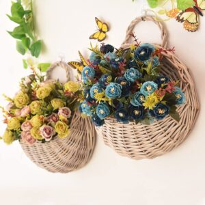 Elsjoy Hanging Wicker Basket for Plant, Decorative Wall Hanging Rattan Basket, Wicker Woven Basket Hanging Flower Basket for Front Door, Home, Garden (𝐏𝐥𝐚𝐧𝐭 𝐍𝐨𝐭 𝐈𝐧𝐜𝐥𝐮𝐝𝐞𝐝)