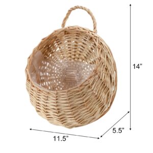 Elsjoy Hanging Wicker Basket for Plant, Decorative Wall Hanging Rattan Basket, Wicker Woven Basket Hanging Flower Basket for Front Door, Home, Garden (𝐏𝐥𝐚𝐧𝐭 𝐍𝐨𝐭 𝐈𝐧𝐜𝐥𝐮𝐝𝐞𝐝)